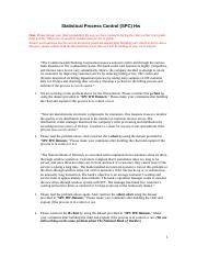 SPC HW Doc Statistical Process Control SPC Hw Note Please Design Your Final Spreadsheet The