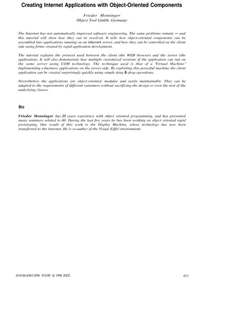 creating internet applications with object oriented components ieee