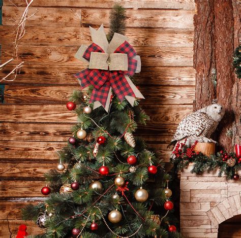 Badu Bg Голяма селска коледна елха Topper Bow украса за сватбени празници Рожден ден Парти стена