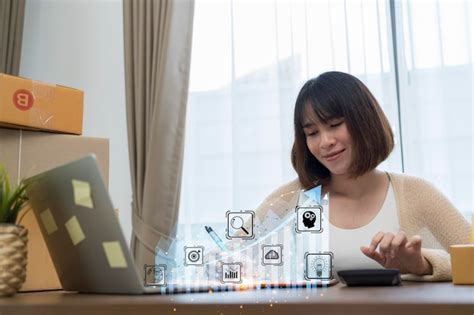 Premium Photo Business Woman Using Tablet To Analyze Sales Data And Economic Growth Graph