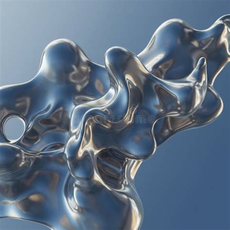 Abstract Sculpture With Fluid Metallic Like Surfaces And Organic Curves Resembling Stock