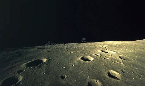 Lunar Surface With Craters And Shadows Detailed View Of Moon S Terrain Dark Background High