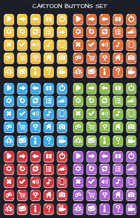 Cartoon Button Set Game Pack Gui Element For Mobile Game 540883 Vector