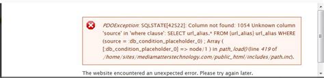 Drupal 7 Pdoexception Column Not Found Stack Overflow