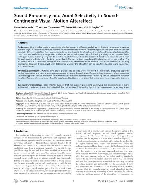 Pdf Sound Frequency And Aural Selectivity In Sound Contingent Visual