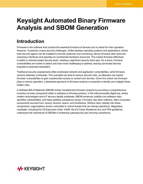 Keysight Automated Iot Firmware Analysis And Sbom Generation Pdf Asset Page Keysight