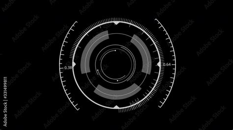hud circle user interface on isolated black background target