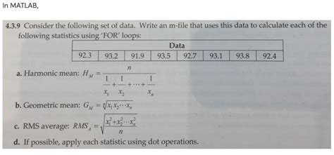 Solved In MATLAB Consider The Following Set Of Data Chegg