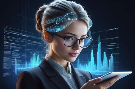 Premium Photo Software Coding Hologram And Woman On Tablet Thinking Of Data Analytics