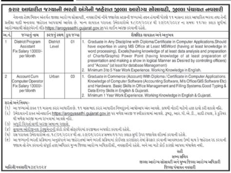 nhm navsari recruitment 2024 nhm navsari vacancy 2024 arogyasathi