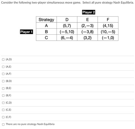 solved consider the following two player simultaneous move