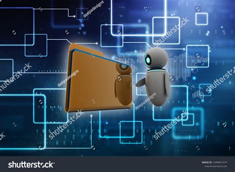 D Rendering Folder Robot Stock Illustration