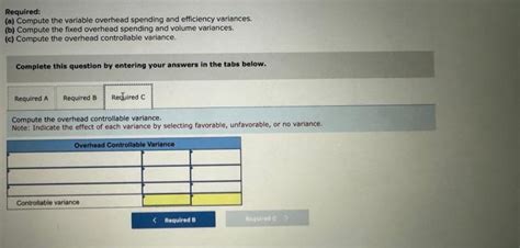 Solved Required A Compute The Variable Overhead Spending