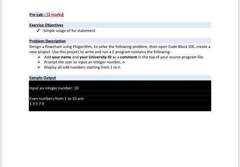 Solved Pre Lab Marks Exercise Objectives Simple Chegg