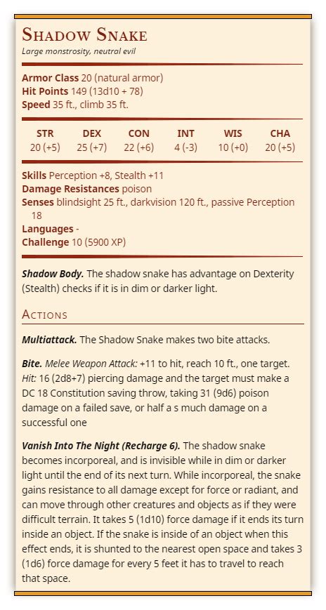 Dnd 5E Pixie Stat Block