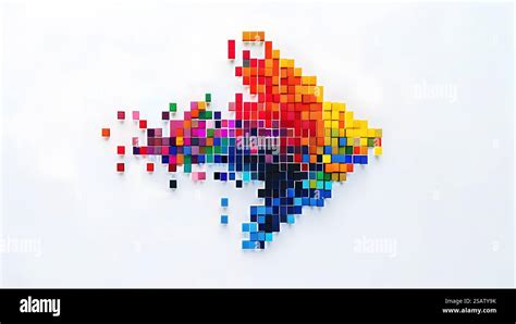 This Image Depicts A Stylizedpixelated Arrow Cursor Made Up Of Colorful Paint Sample Swatches