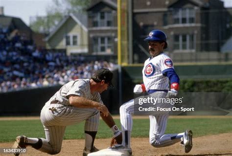 Davey Lopes Of The Chicago Cubs Gets Back To First Base Beating The