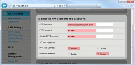 WAN Settings Advanced Modem Setup Brightspeed