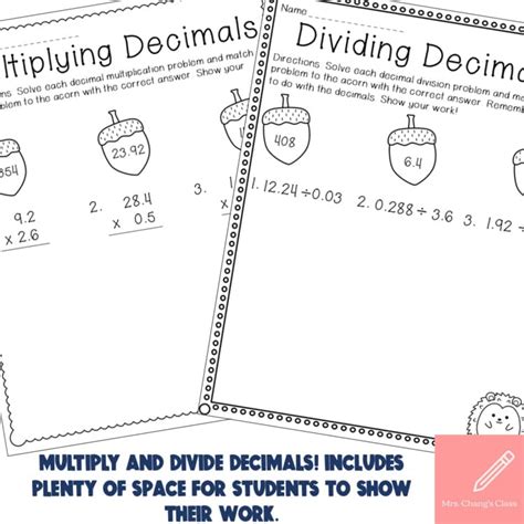 Comparing Adding Subtracting Multiplying And Dividing Decimals Worksheets 4th 6th