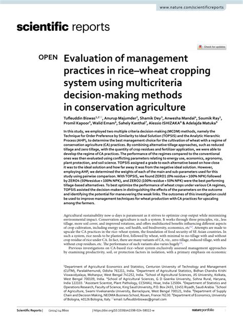 Pdf Evaluation Of Management Practices In Ricewheat Cropping System