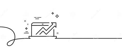 Data Analysis And Statistics Line Icon Computer Continuous Line With Curl Vector Stock
