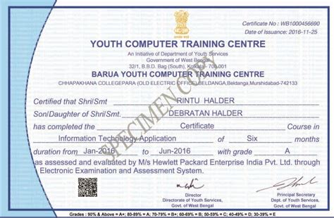 Barua Youth Computer Training Centre Certificate Format Barua Youth Computer Training Centre Certificate Format