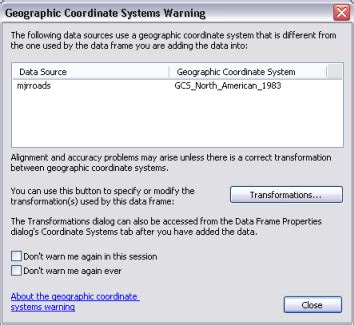 The Geographic Coordinate Systems Warningarcmap Documentation
