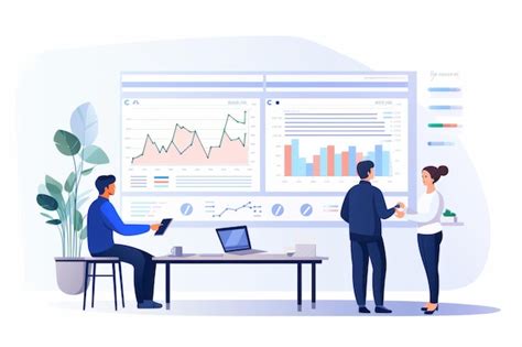 Premium Ai Image Charts On Big Display Team Analyzing Illustration