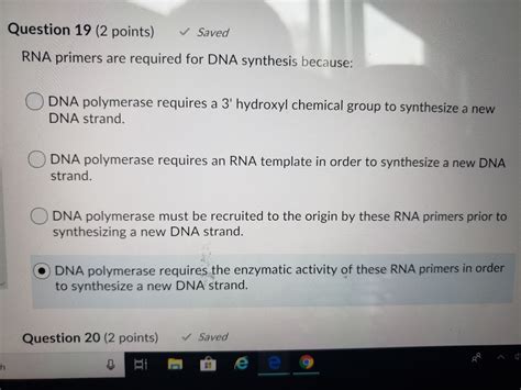 Solved Question Points Saved RNA Primers Are Required Chegg
