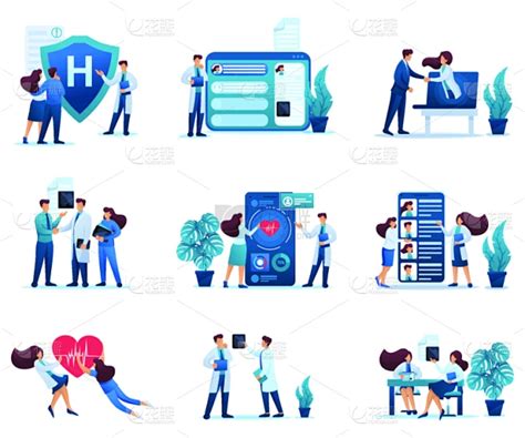 病人 在之间 医药职业 概念 互联网 健康保健 药 平坦的素材 花瓣网