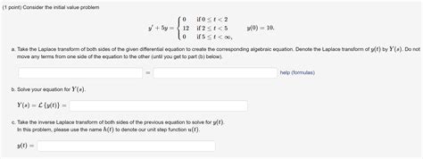 solved 1 point consider the initial value problem