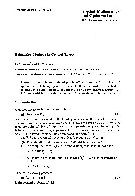 Pdf Relaxation Methods In Control Theory
