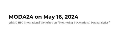 5th Isc Hpc International Workshop On “monitoring And Operational Data