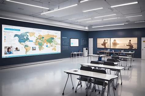 Premium Ai Image The Evolution Of Smartboards Interactive Displays In The Futuristic Classroom