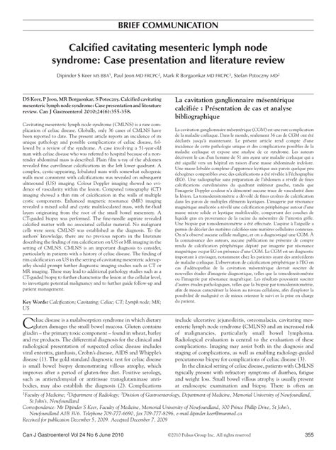 Pdf Calcified Cavitating Mesenteric Lymph Node Syndrome Case