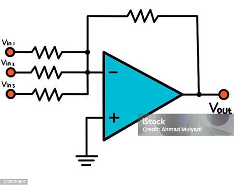 Opamp Inverting Summing Amplifier Circuit Diagram With Multiple Inputs Stock Illustration