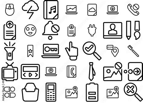 Set Of Linear Basic Ui Line Icons Collection Isolated Silhouette Solid Icons Including Paper
