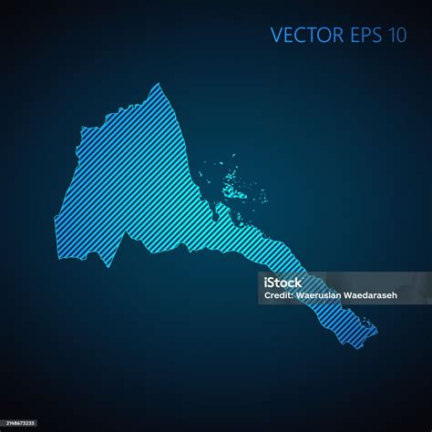 Eritrea Striped Map Template Made From Blue Diagonal Lines On Dark Background Stock Illustration
