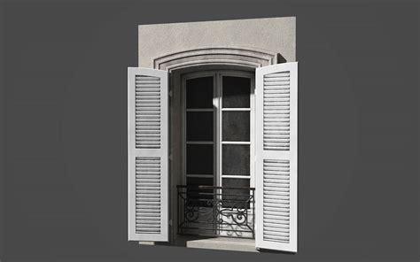 3d Model Modular French Window Vr Ar Low Poly Cgtrader
