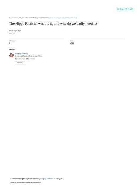The Higgs Particle What Is It And Why Do We Badly Pdf Gauge Theory