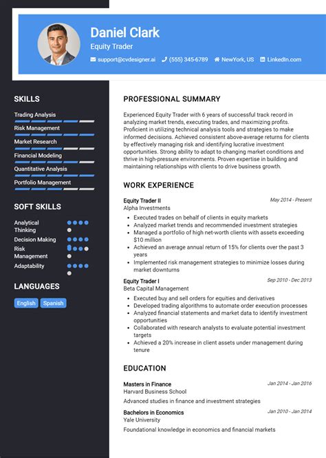 Equity Trader Resume Example For How To Craft A Winning CV CVDesigner Ai