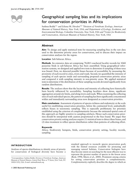 Pdf Geographic Sampling Bias And Its Implications For Conservation Priorities In Africa