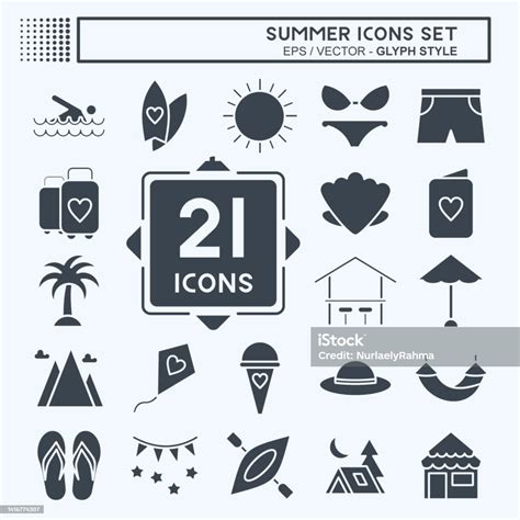 아이콘 세트 여름 교육 기호에 적합합니다 글리프 스타일 편집 가능한 간단한 디자인 디자인 템플릿 벡터 간단한 그림 스노클에 대한 스톡 벡터 아트 및 기타 이미지 Istock