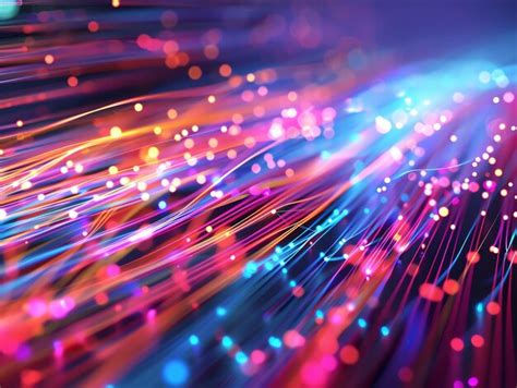2 abstract visualization of highspeed internet colorful data streams