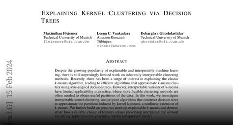Paper Page Explaining Kernel Clustering Via Decision Trees