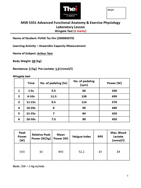 Physi Lab Wingate Test Pdf