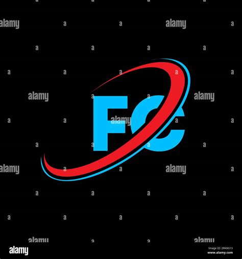Fc F C Letter Logo Design Initial Letter Fc Linked Circle Uppercase Monogram Logo Red And Blue