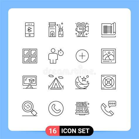 Pictogram Set Of Simple Outlines Of Map Drafting Scent Construction Arts Stock Vector