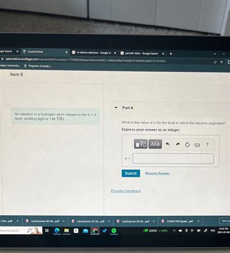 Solved An Electron In A Hydrogen Atom Relaxes To The N 4