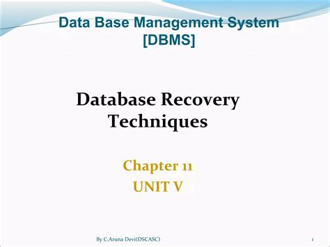 Dbms Ii Mca Ch11 Recovery 2013 Ppt Databases Computer Software And Applications